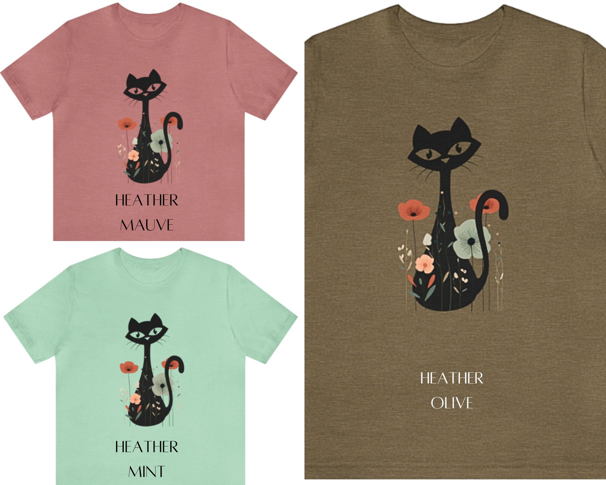 Floral Atomic Cat Shirt, Mid Century Cats, MCM Cats Tshirt, Crazy Cat ...