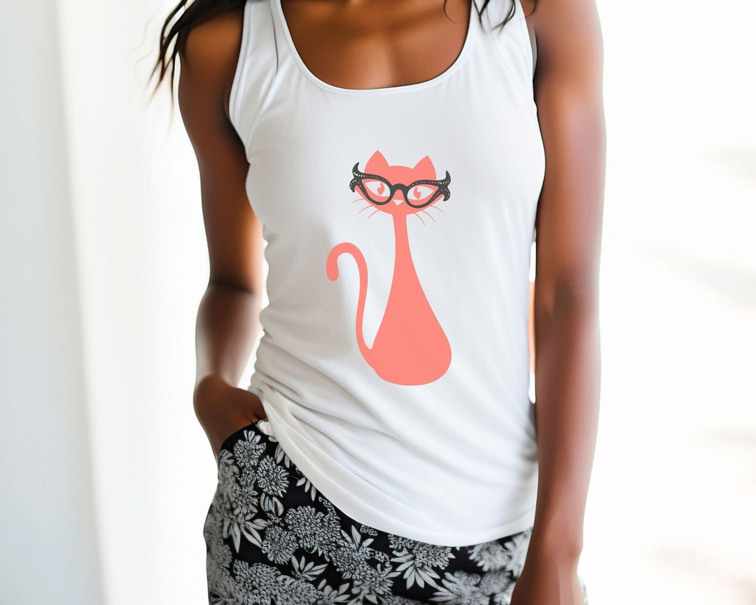 Cat With Glasses, Atomic Cat Tank, MCM Cat Tanktop, Sexton Cat ...