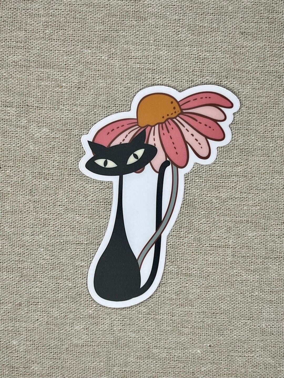 Atomic Cat Sticker, Daisy Sticker, Vintage Cat Decal, Sexton Cat ...