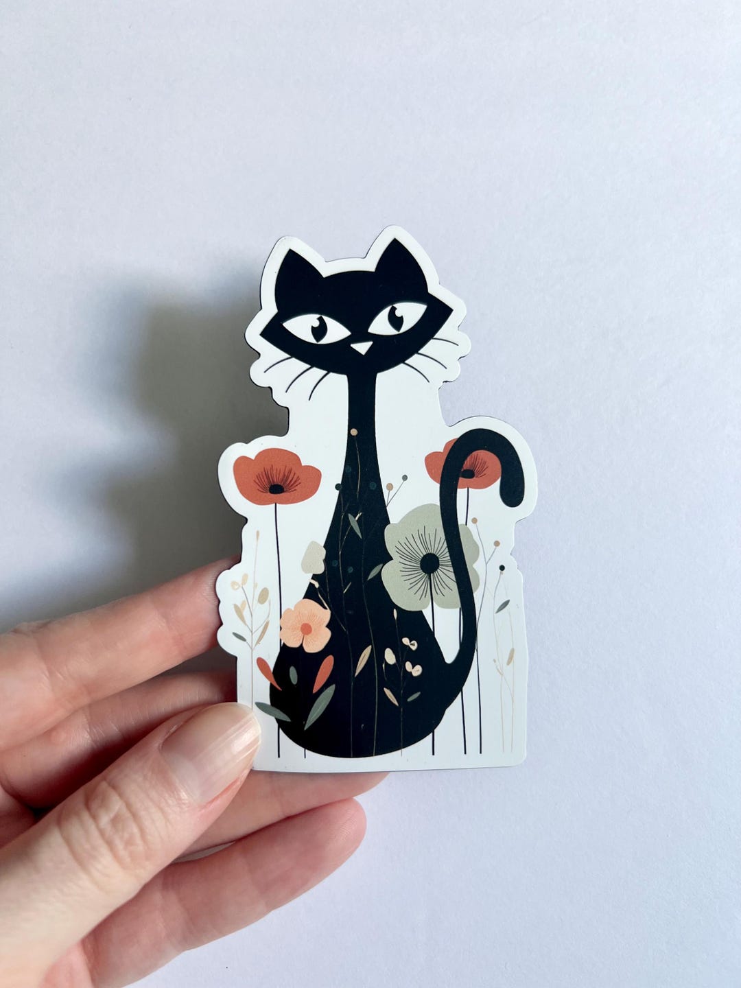 Floral Atomic Cat Magnet, Mid Century Cats, MCM Cats Magnet, Crazy Cat ...
