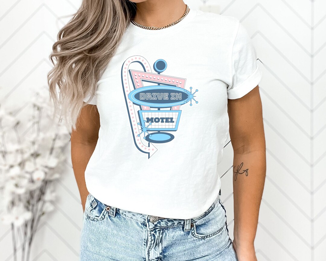 Retro Motel Sign Shirt, Drive-in Motel Signage Tshirt, Vintage Lodging ...