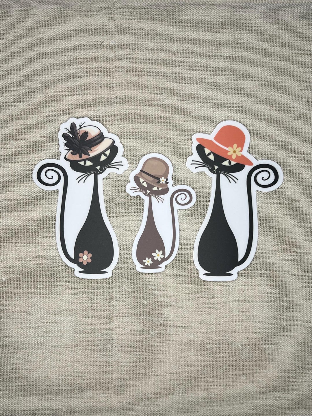 Atomic Cat Sticker Bundle, Set of Three Stickers, Retro Cats Decal ...