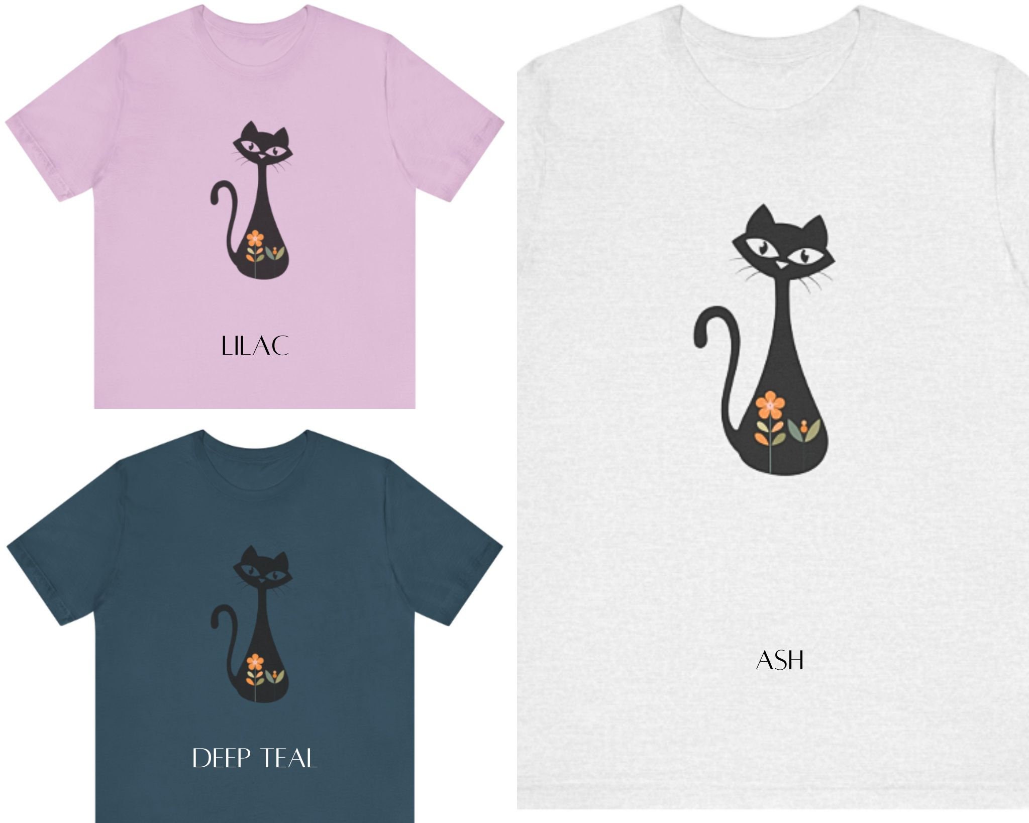Floral Atomic Cat Shirt, Mid Century Cats, MCM Cats Tshirt, Crazy Cat ...