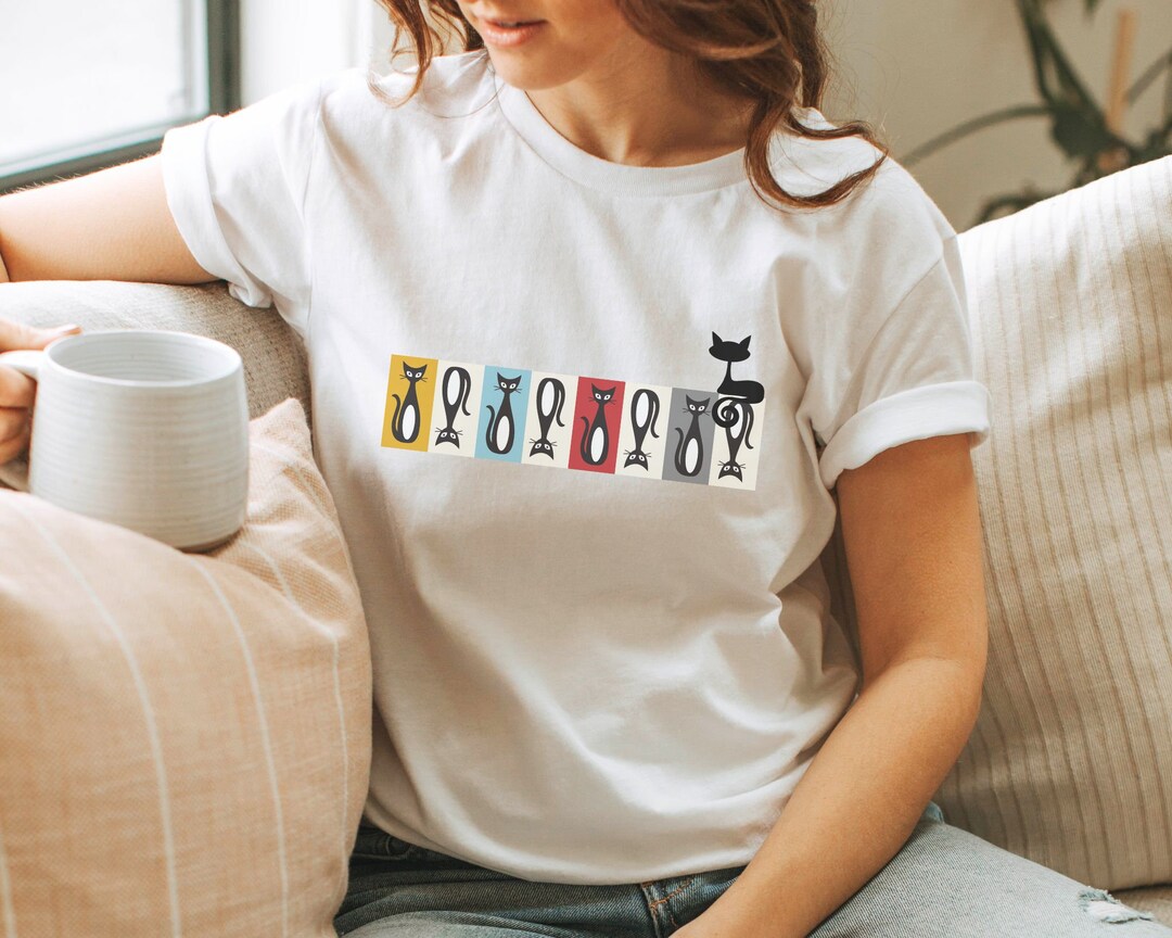 Cute Retro Cat Shirt, Vintage Cats Tshirt, MCM Cats, Atomic Cats Shirt ...