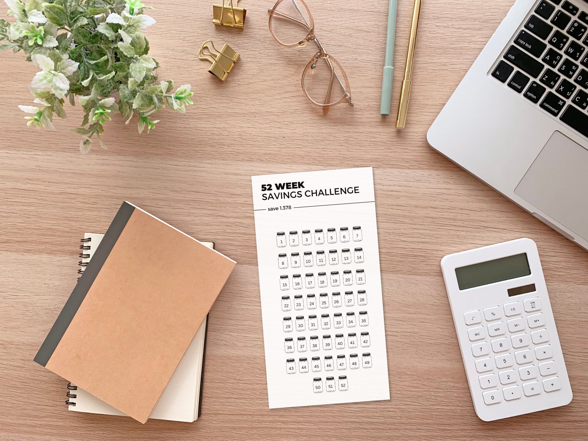 52 Week Savings Challenge Printable | for Binder, Envelope or Letter/a4 ...