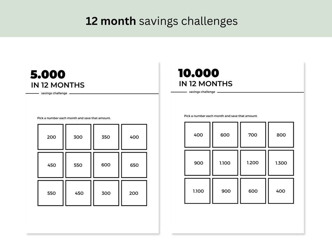 Savings Challenge Printable Savings Challenge Bundle 20 Different ...