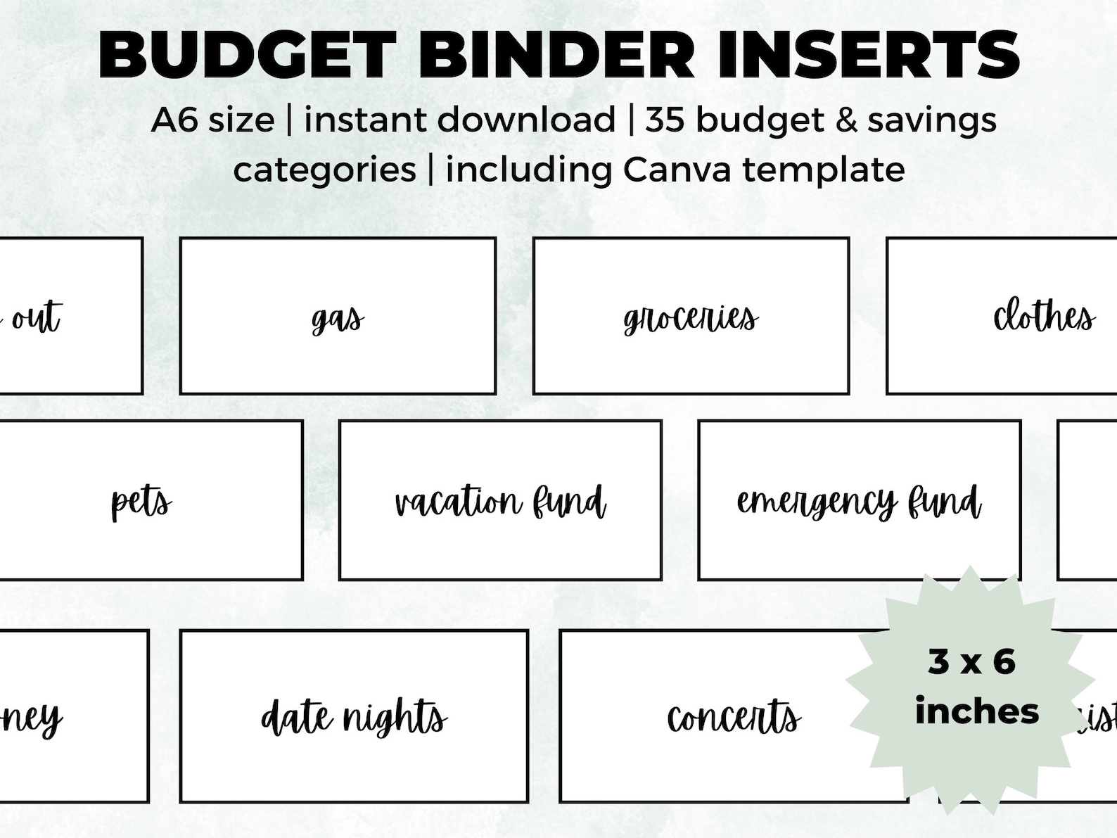 Budget Binder Inserts for Cash Stuffing | Fits A6 Cash Envelopes | 35 ...