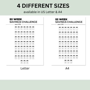 52 Week Savings Challenge Printable | for Binder, Envelope or Letter/a4 ...