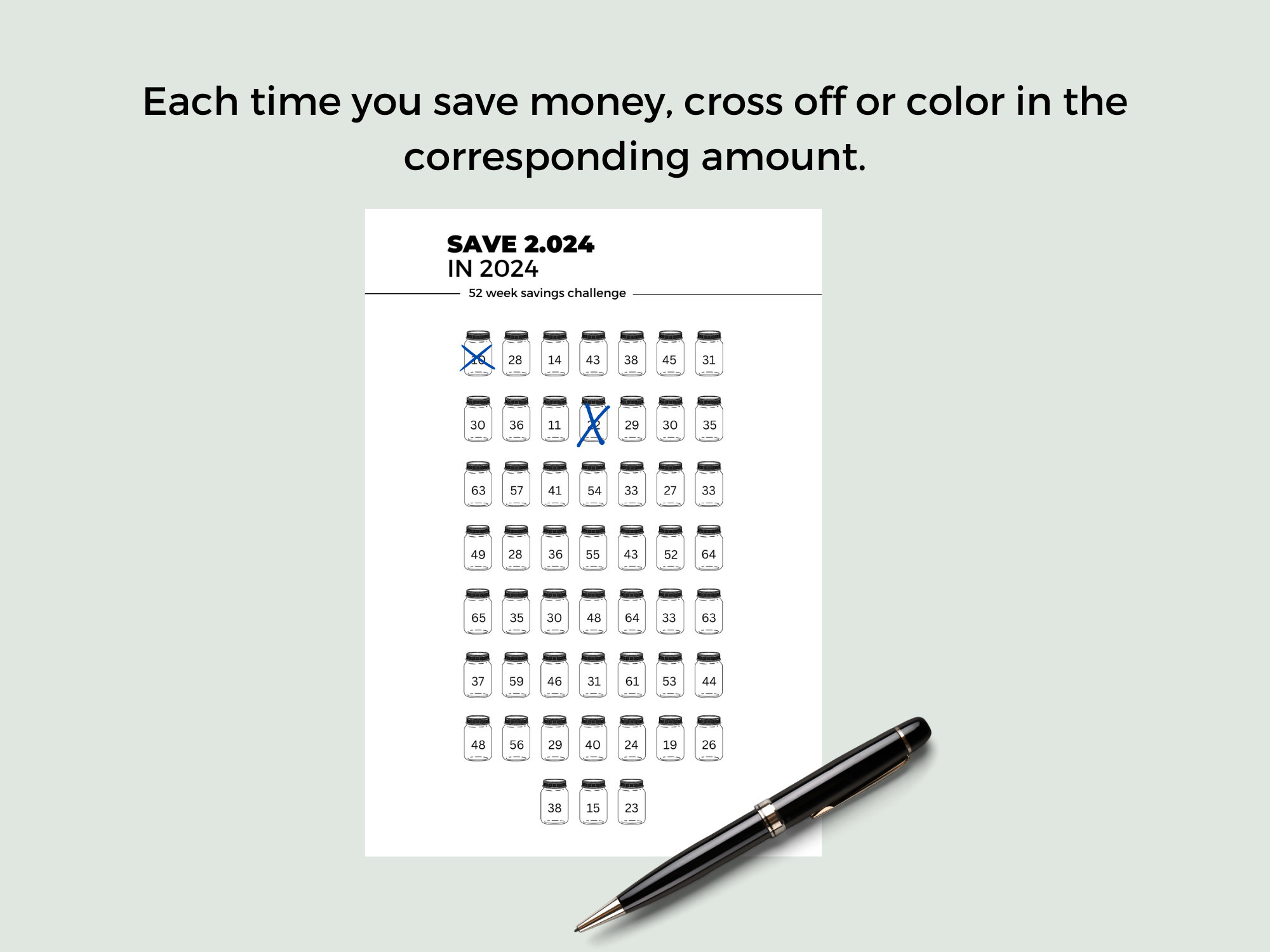2024 Savings Challenge | Save 2024 in 2024 | A5 & Mini A6 | 52 Week ...