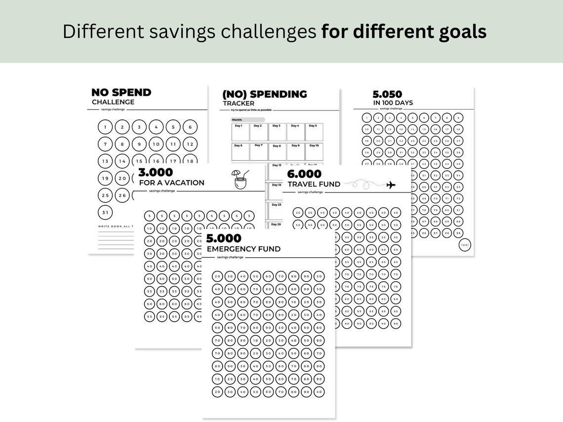 Savings Challenge Printable Savings Challenge Bundle 20 Different ...