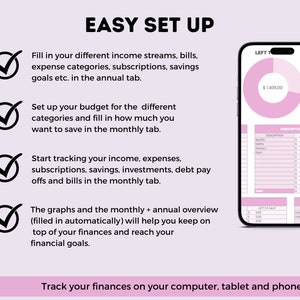 Pink Budget Spreadsheet for Google Sheets, Annual + Monthly Budget ...