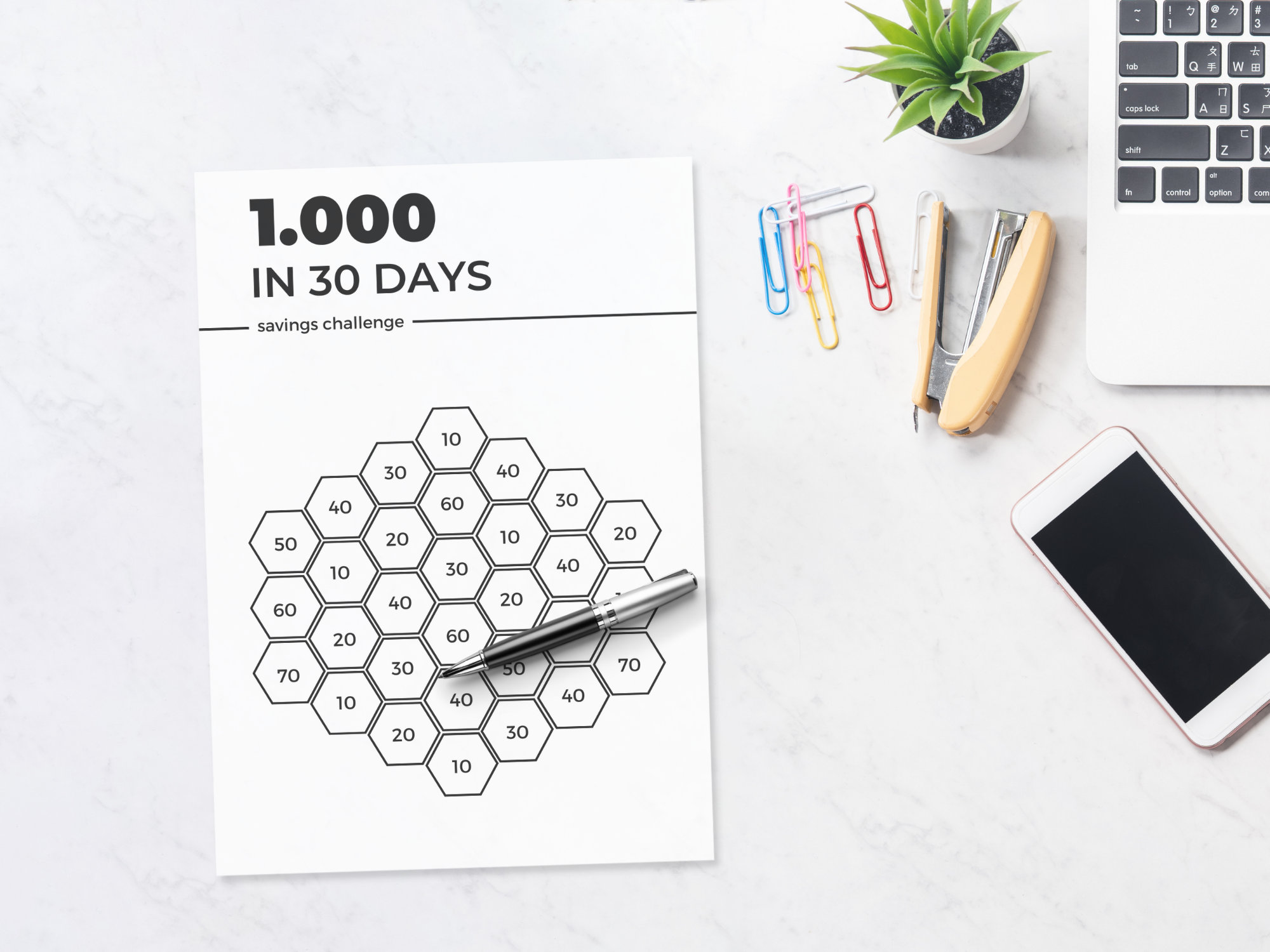 Savings Challenge Printable Money Challenge Save 1.000 in 30 Days Money ...
