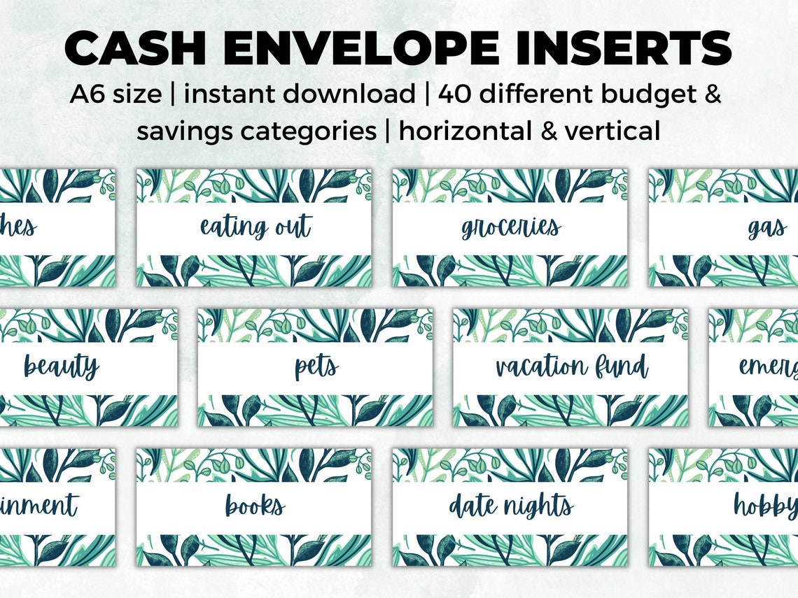 Printable Cash Envelopes Inserts for Cash Stuffing Budget - Etsy