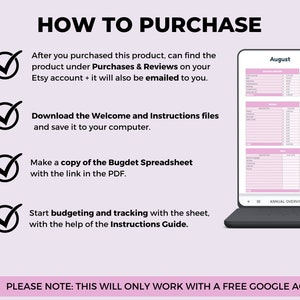 Pink Budget Spreadsheet for Google Sheets, Annual + Monthly Budget ...