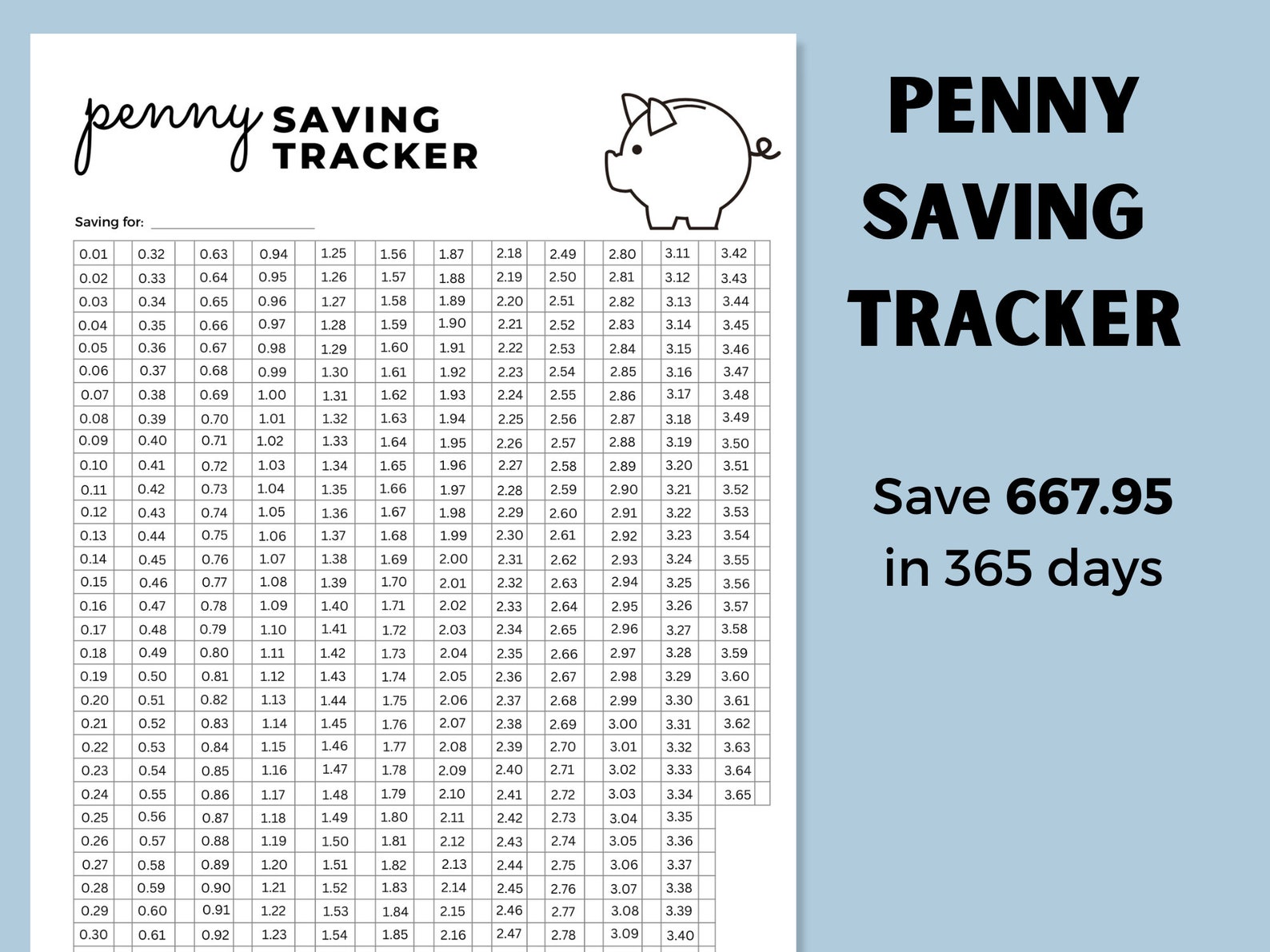 Penny Saving Challenge | 1p Saving Challenge | Daily Savings Tracker ...