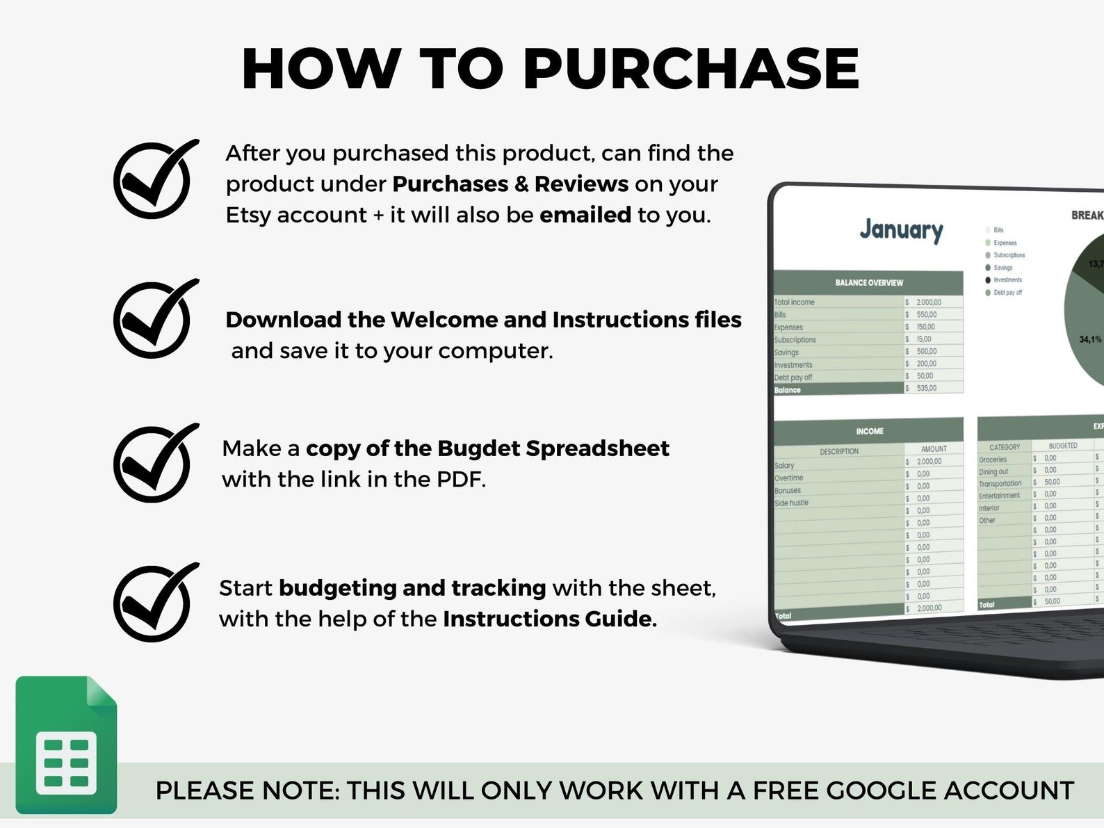 Annual Budget Spreadsheet 12 Monthly Tabs Calculations Done for You ...