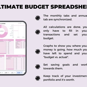 Pink Budget Spreadsheet for Google Sheets, Annual + Monthly Budget ...