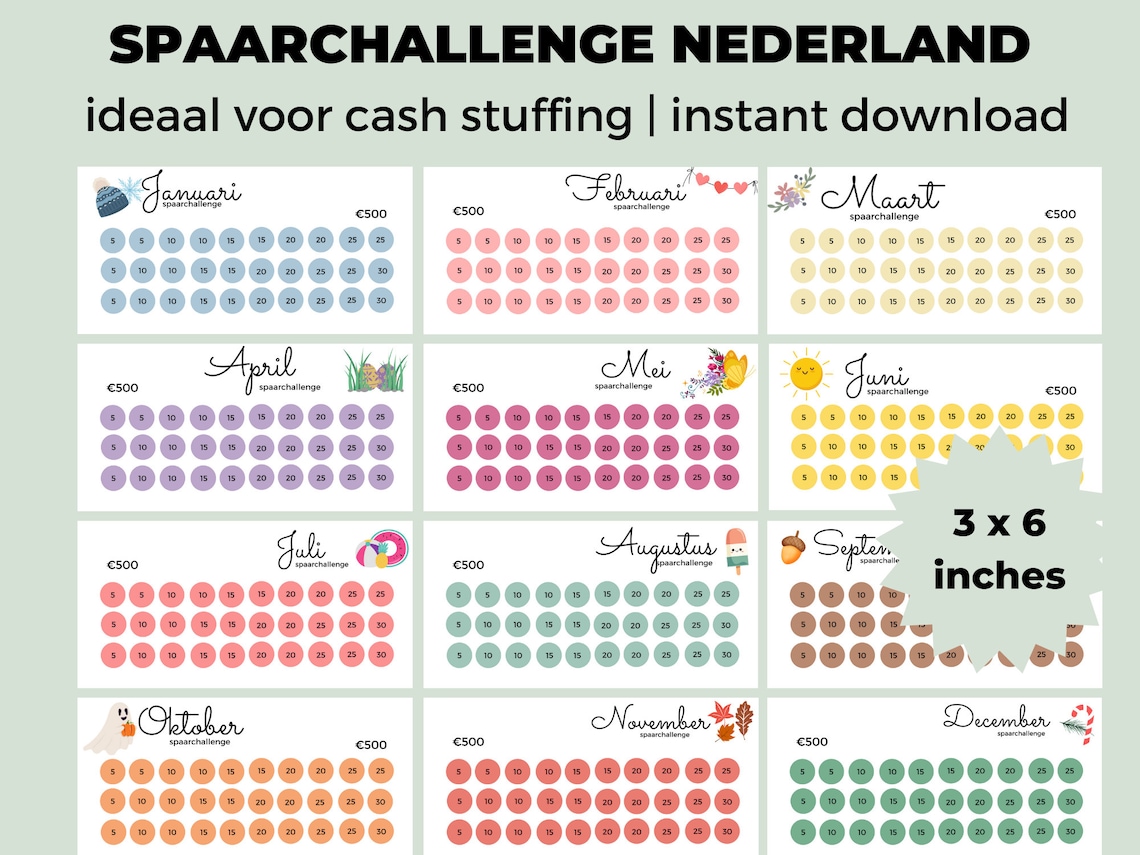 Spaar Challenge Nederland | Cash Stuffing Nederlands | Euro | Spaardoel ...