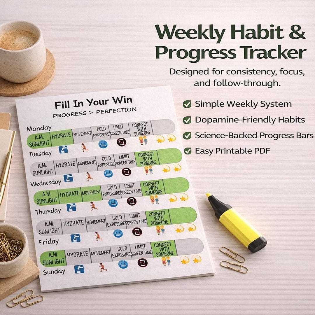 ADHD Habit Tracker Printable | Dopamine Reset Weekly Planner | Visual ...