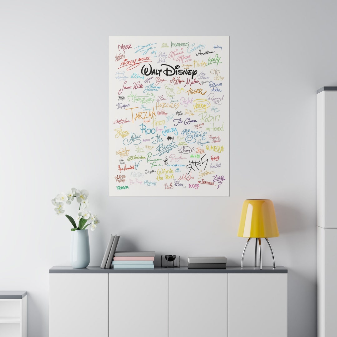 Walt Disney Characters Signatures Mickey Mouse Goofy Princesses ...