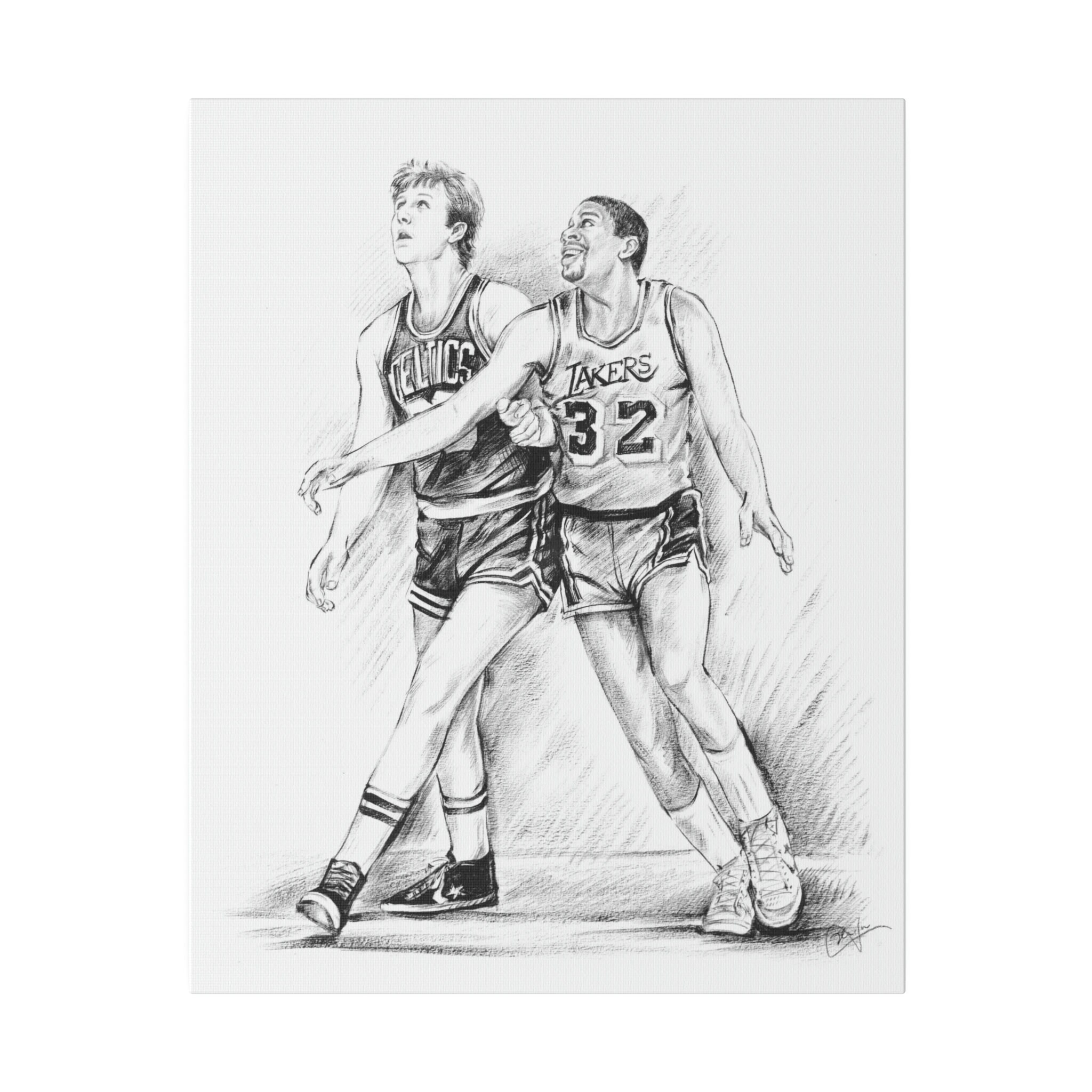 Larry Bird Vs. Magic Johnson Original Sketch Drawing Boston - Etsy