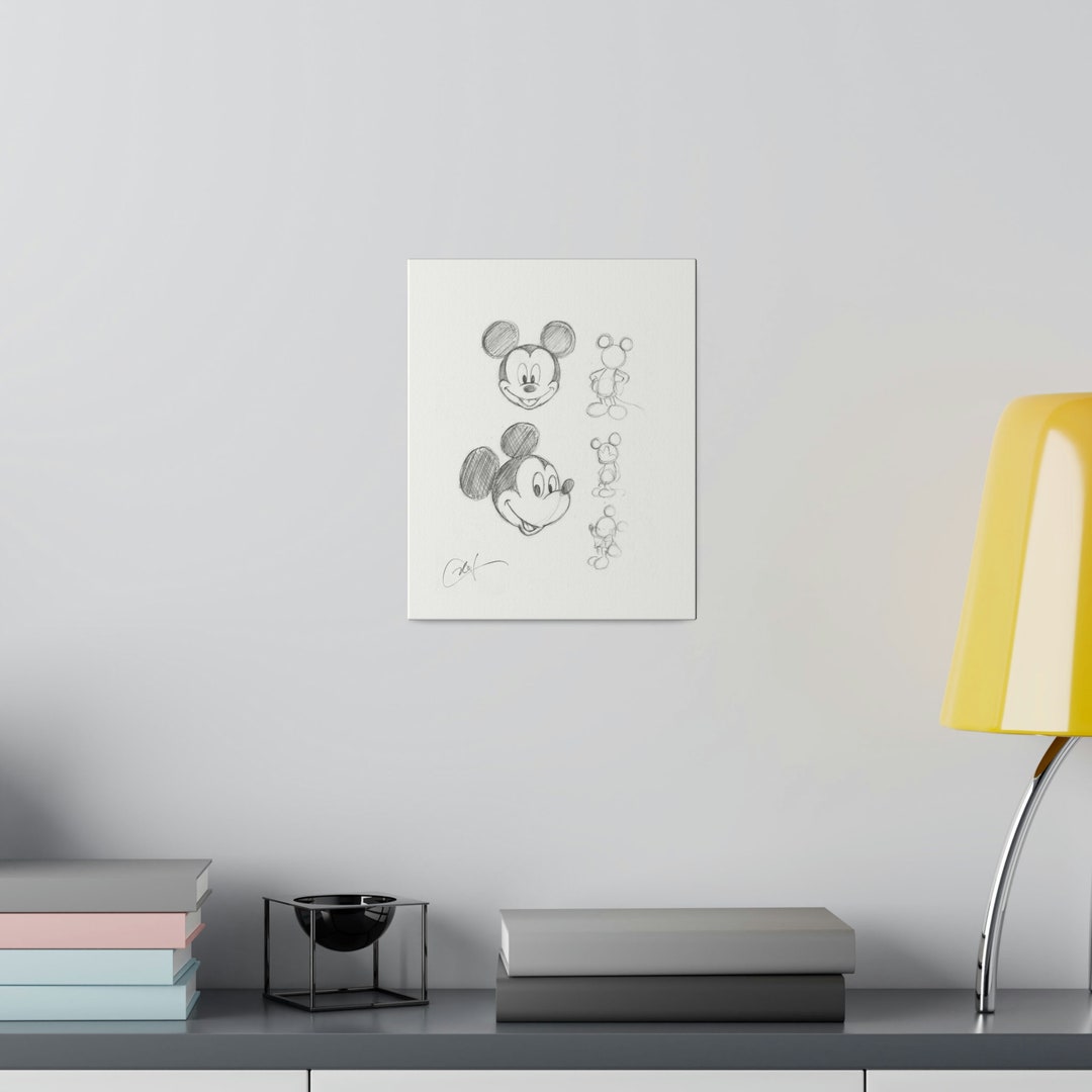 Mickey Mouse Original Sketch Drawing Disney Print Matte Canvas ...