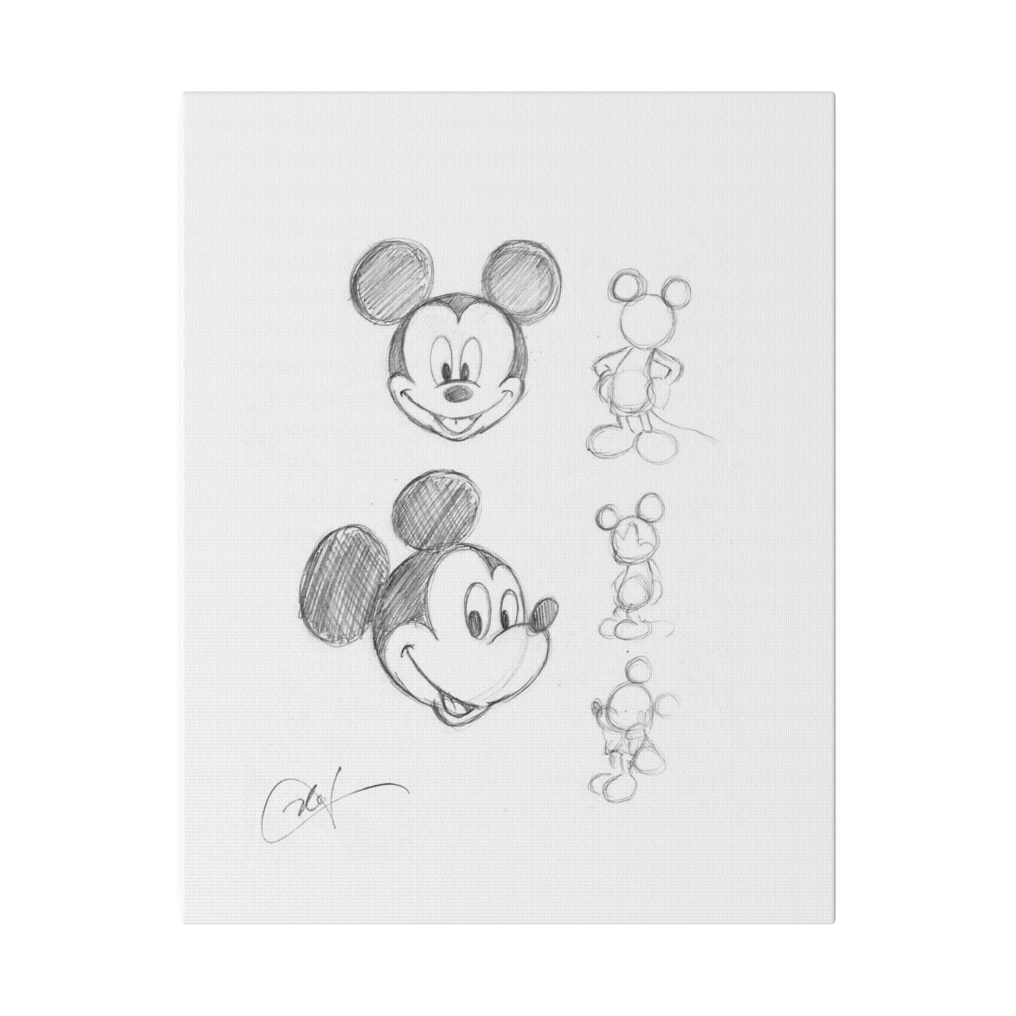 Mickey Mouse Original Sketch Drawing Disney Print Matte Canvas ...