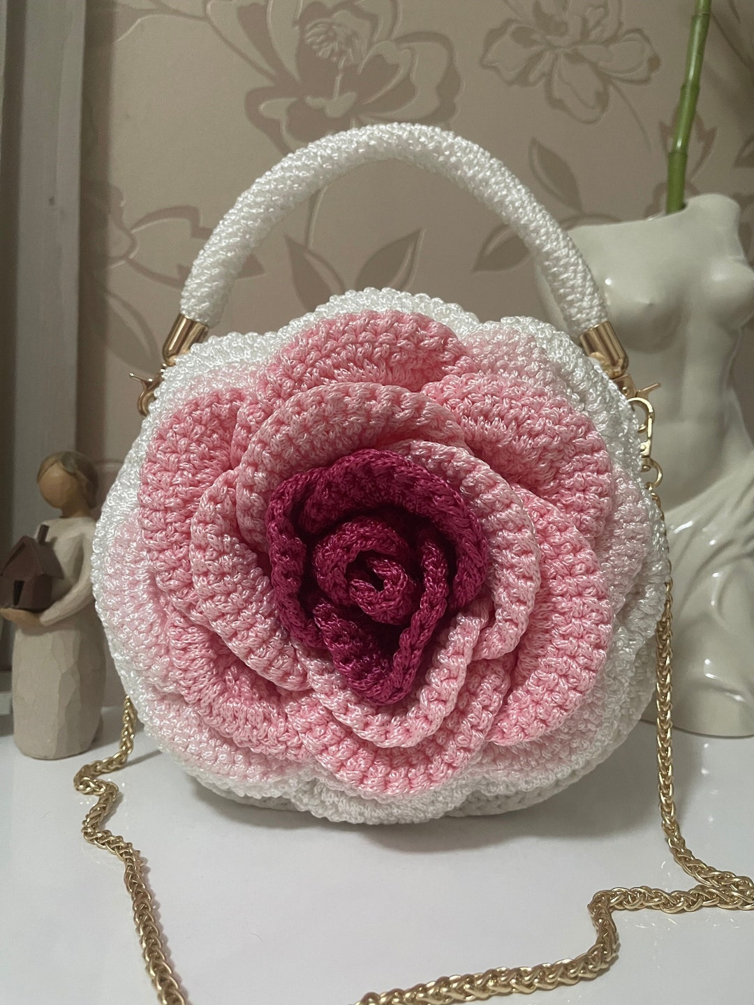 Rose Flower Bag, Small Clutch Purse, Floral Tote Bag, Mini Pouch - Etsy