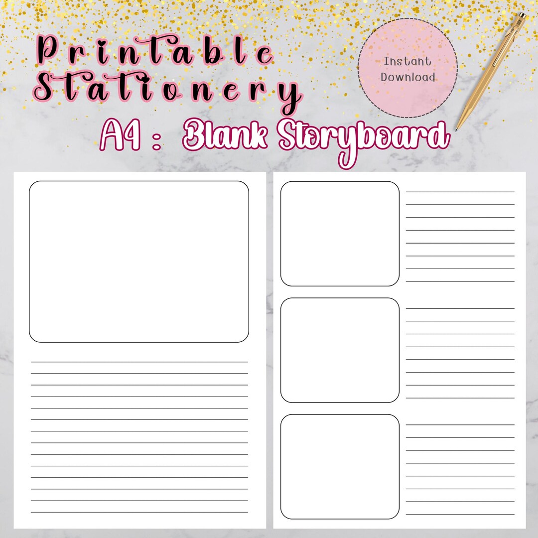 Printable Stationery Paper Draw and Write Blank Storyboard, Kids ...