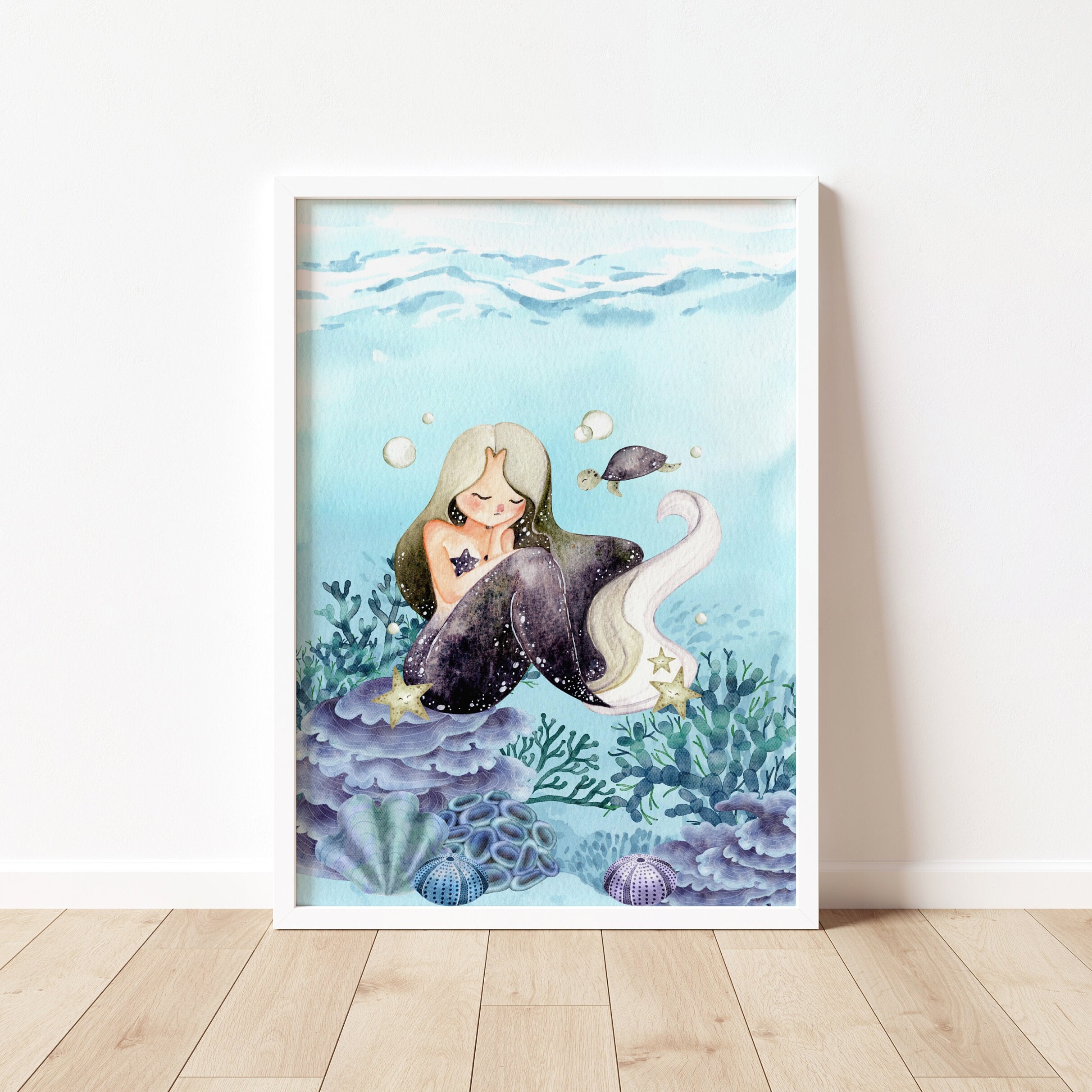 Mermaid Nautical Sea Wall Art Mermaid Prints Printable Art - Etsy