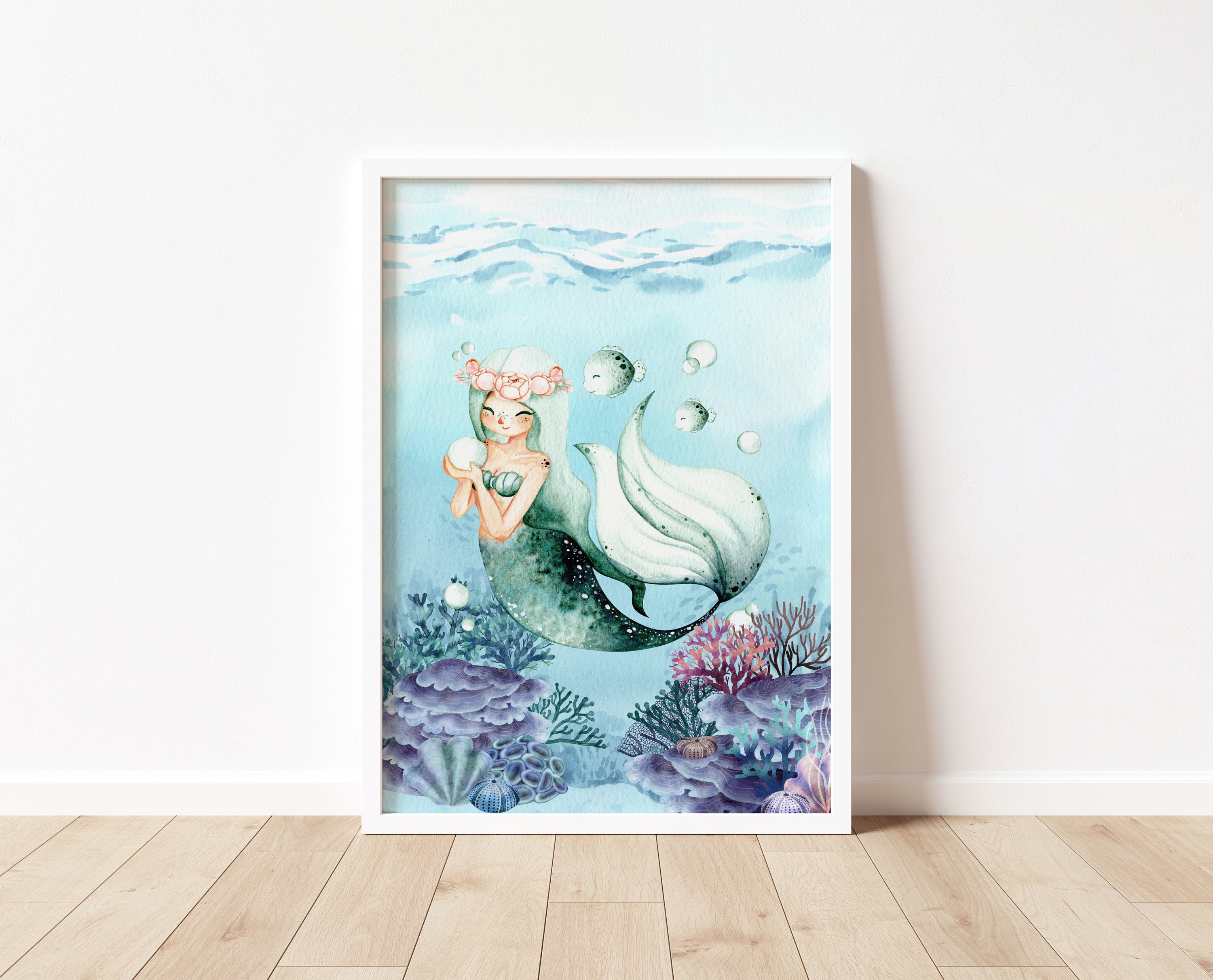 Mermaid Nautical Sea Wall Art Mermaid Prints Printable Art - Etsy