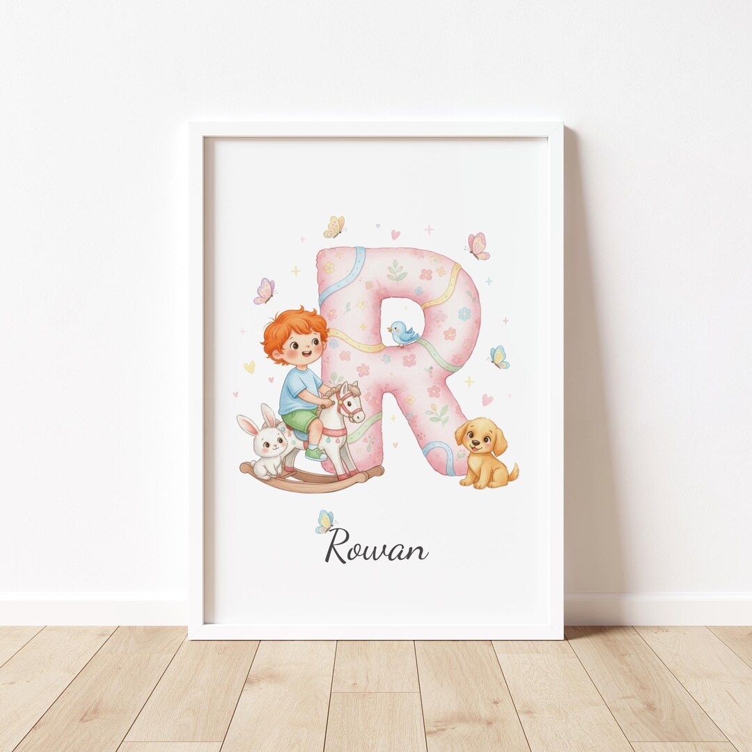 Personalized Letter R Name Print | Watercolor Initial Wall Art for Kids ...