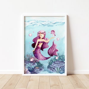 Mermaid Nautical Sea Wall Art Mermaid Prints Printable Art - Etsy