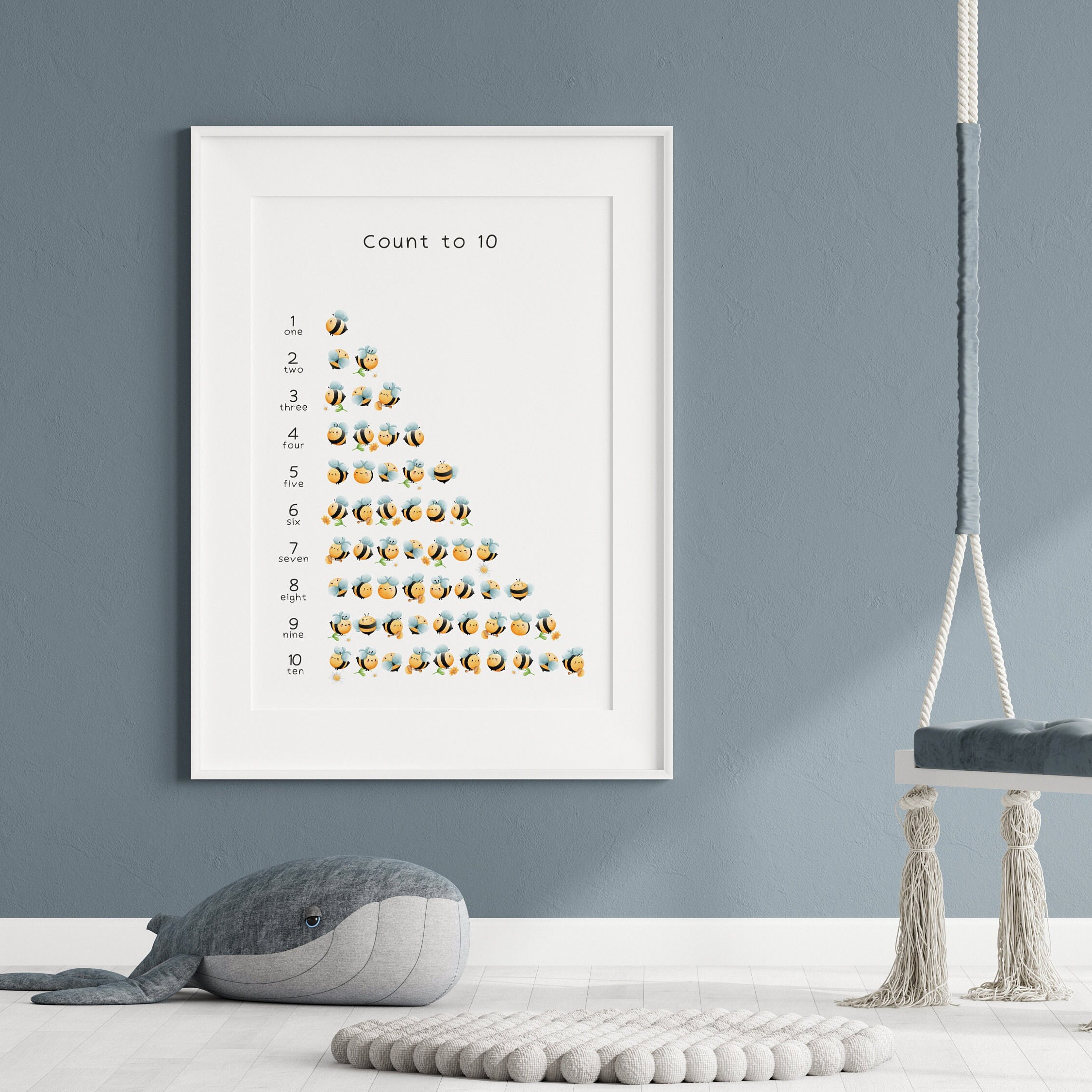 Honey Beecount to 10, Numbers 1-10 Poster, PRINTABLE Educational Wall ...