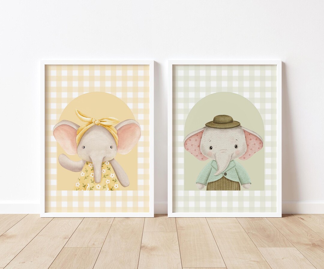 Elephant Family Portrait Prints: Nursery Decor (digital Download) - Etsy