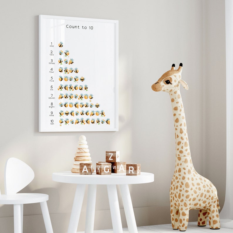 Honey Beecount to 10, Numbers 1-10 Poster, PRINTABLE Educational Wall ...