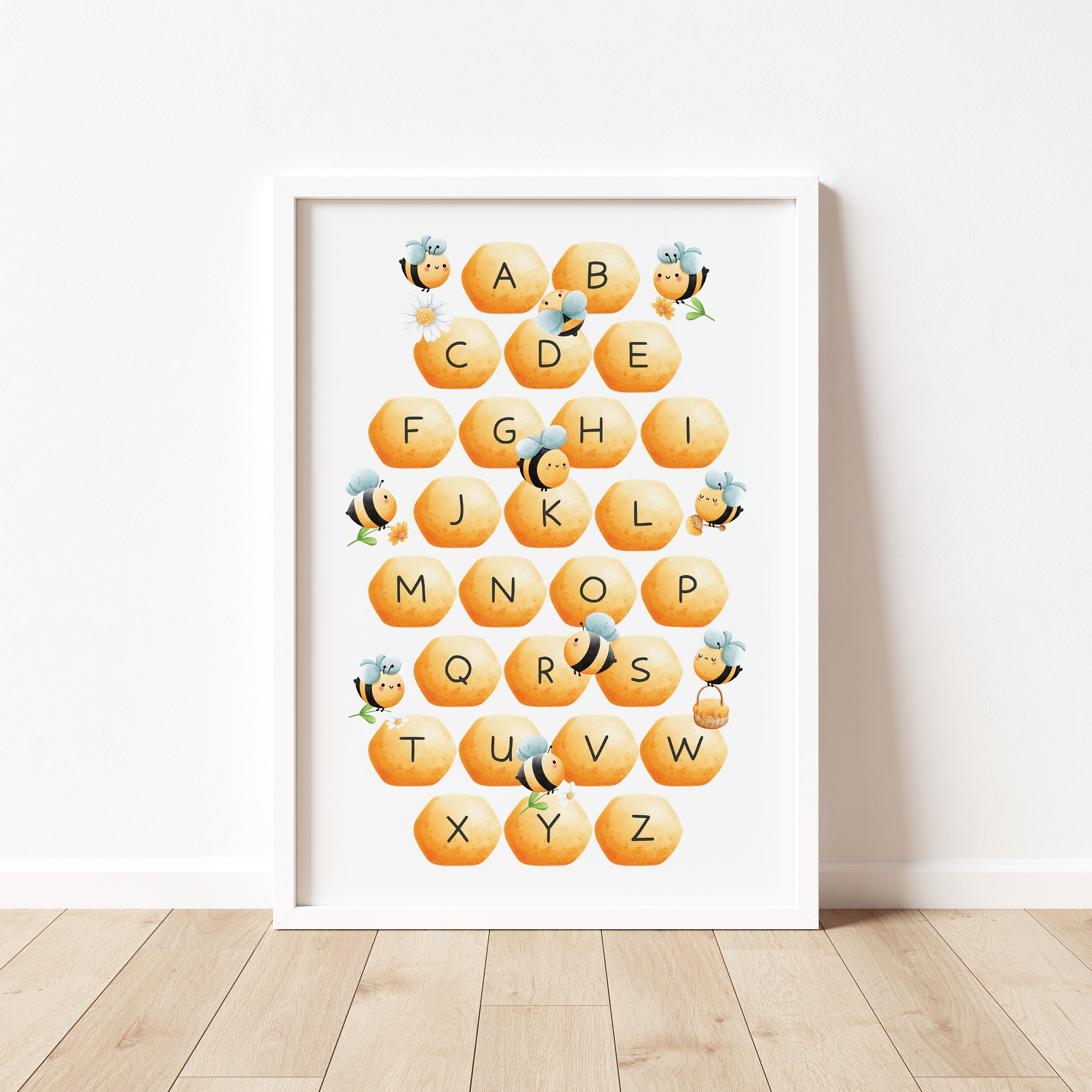 Honey Bee Alphabet and Numbers Posters, Montessori Classroom Decor ...