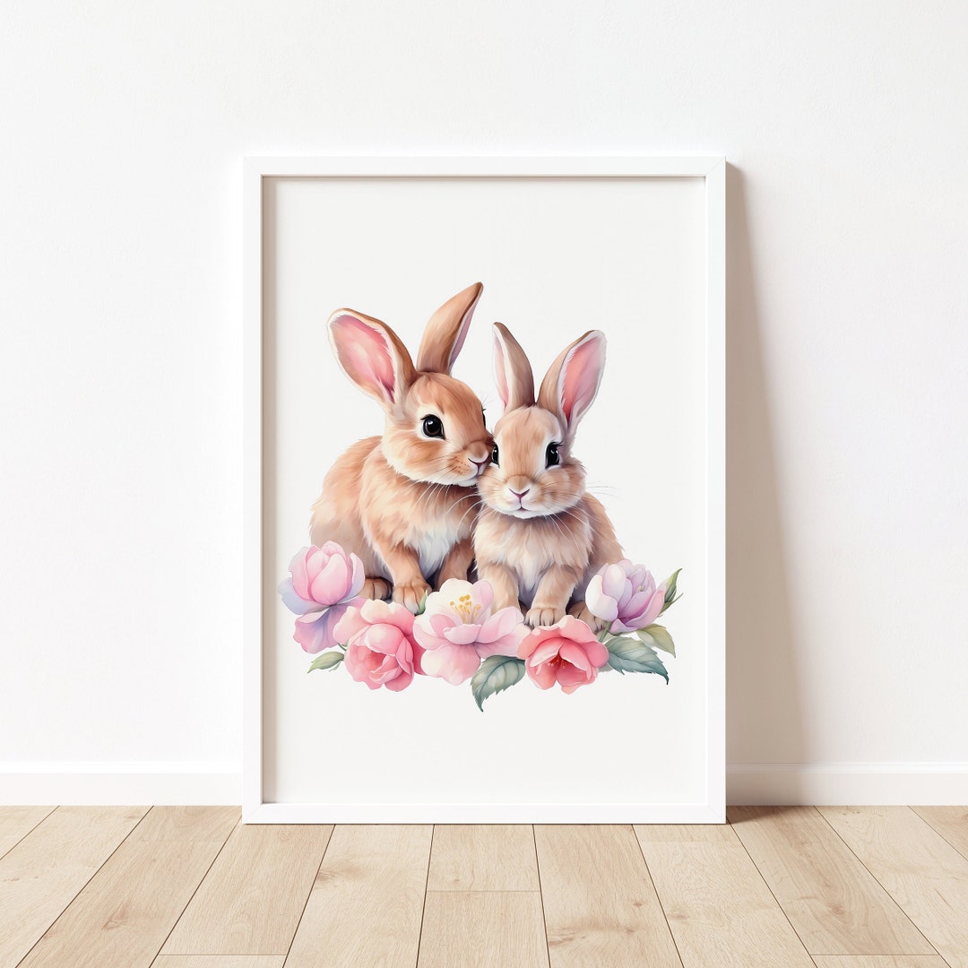 Rabbit Nursery Print, Baby Animal Wall Art, Bunny Kid's Room Decor ...