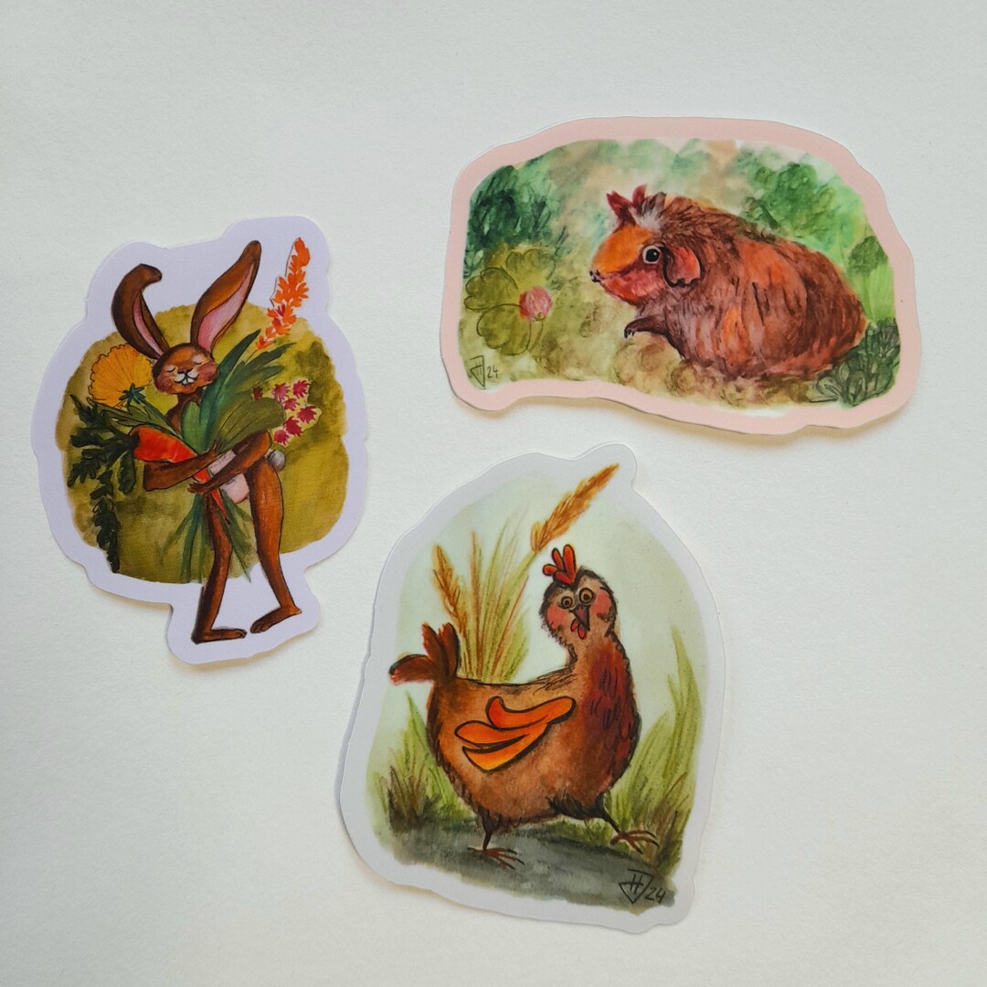 Animal Friends, Sticker Set 3 Pieces - Etsy