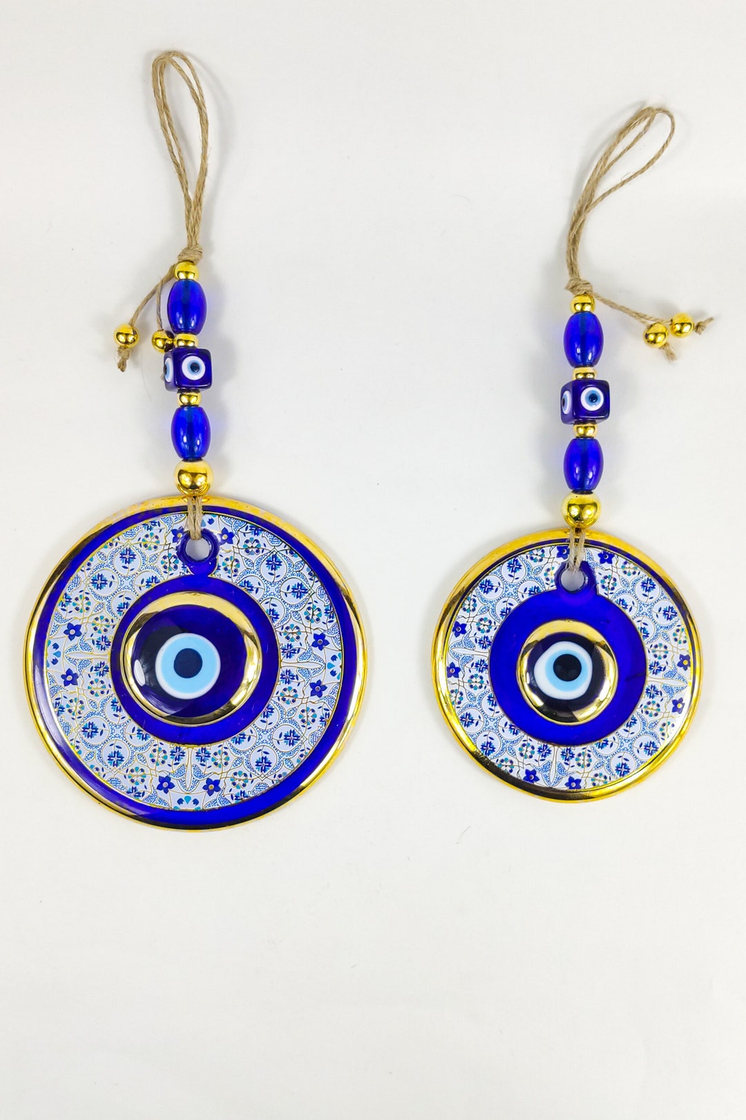Evil Eye, Nazar Amulet Lilia Gold-plated Edge and Double Stone, Wall ...