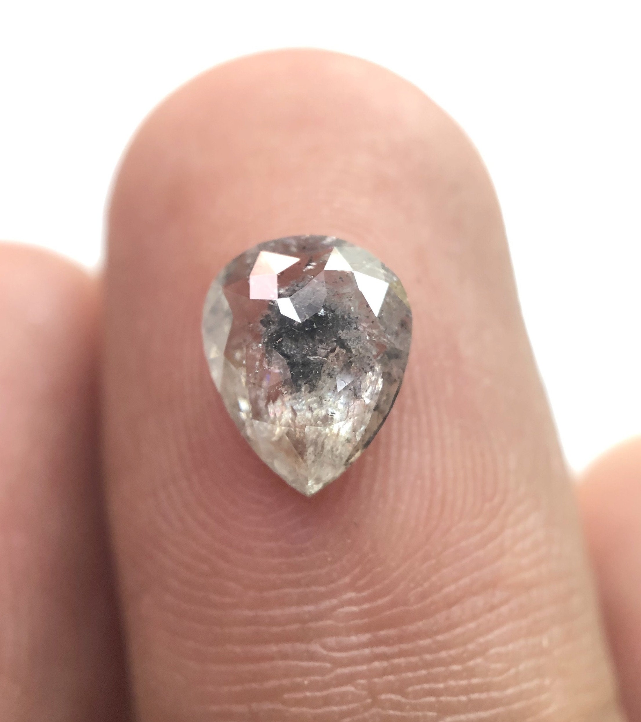 Pear Shape Cut Diamond Salt and Pepper Diamond 1.04 CT 8.22 X 6.67 X 2. ...