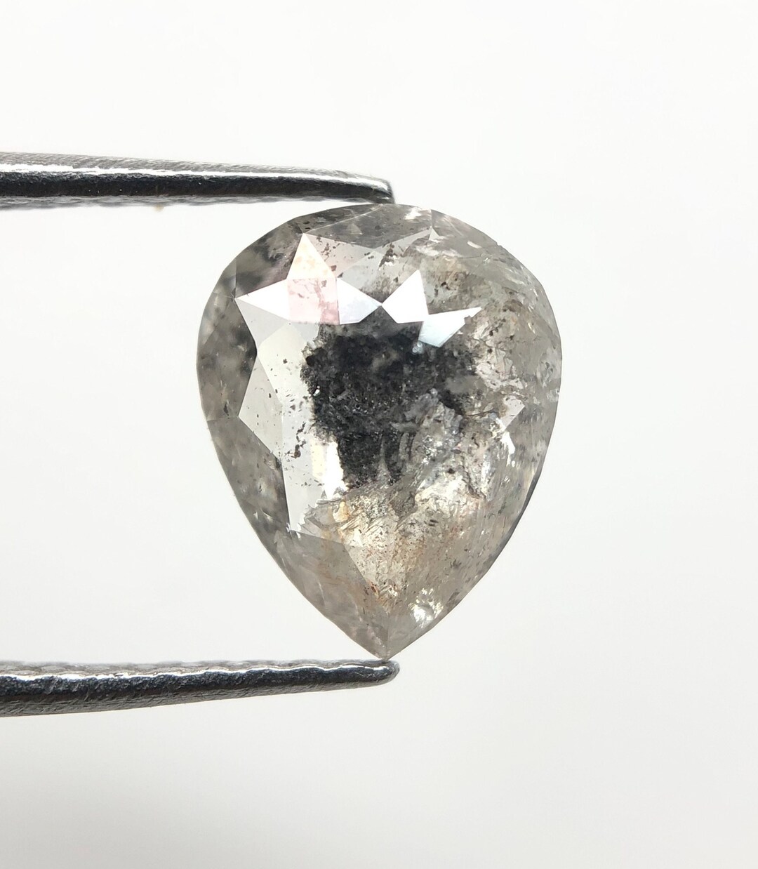 Pear Shape Cut Diamond - Salt and Pepper Diamond - 1.04 CT - 8.22 X 6. ...
