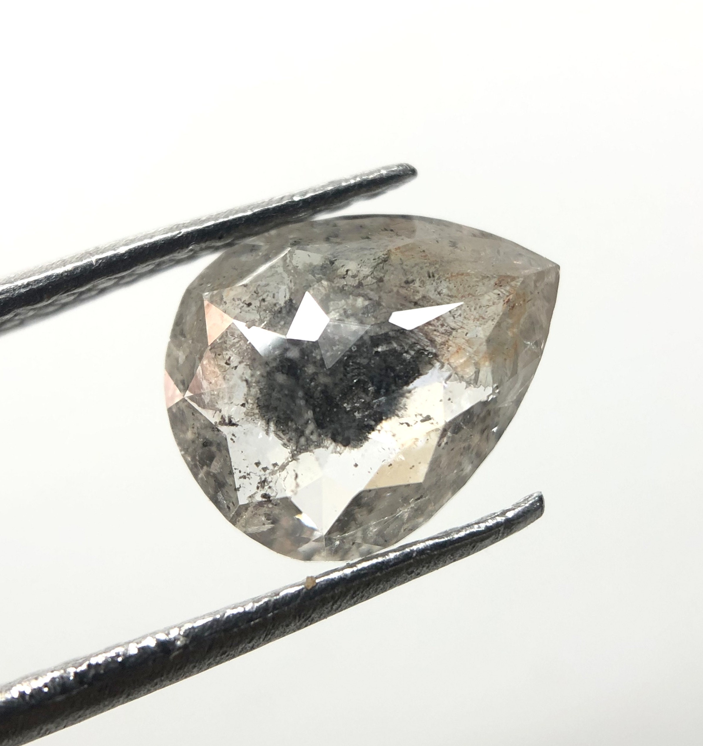 Pear Shape Cut Diamond - Salt and Pepper Diamond - 1.04 CT - 8.22 X 6. ...