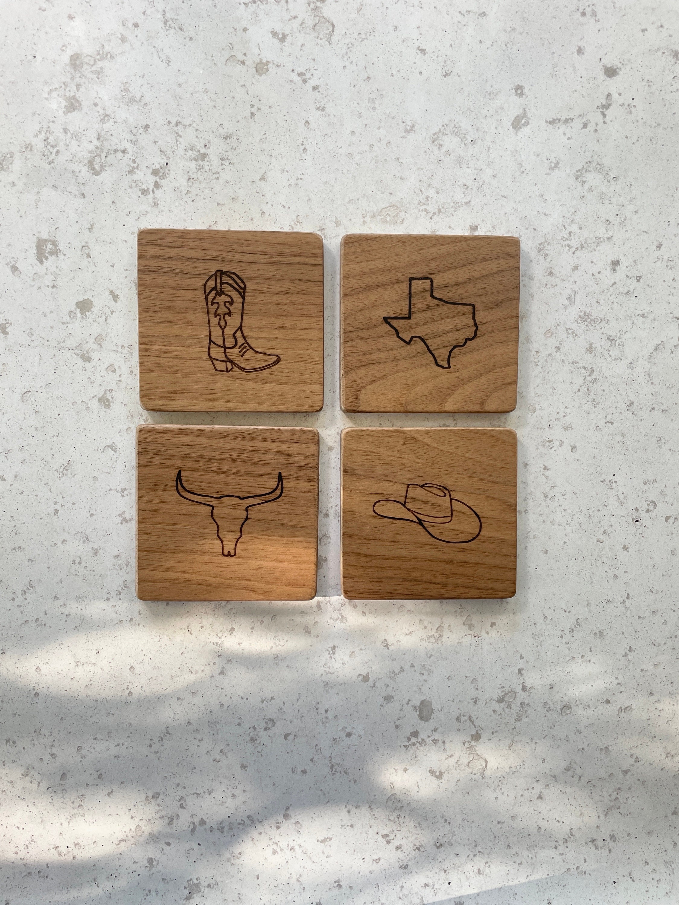 Western Coasters Dark Walnut & Resin Set of 4 - Etsy