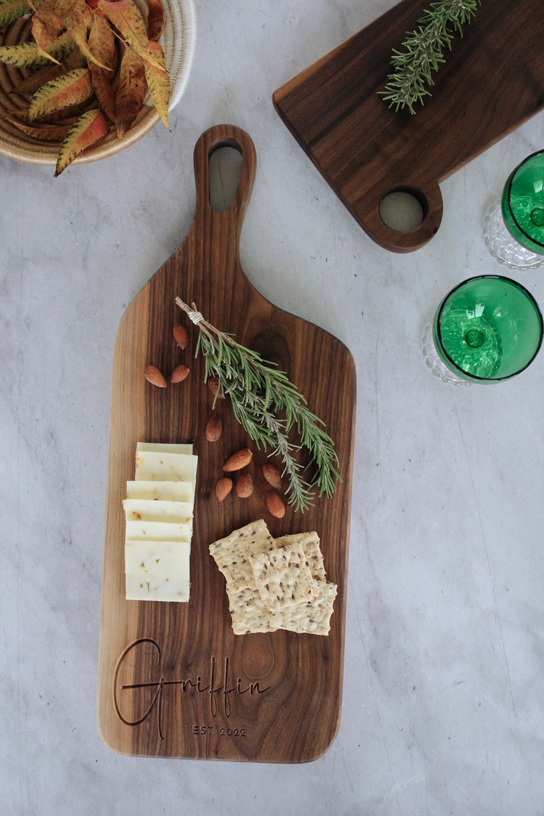 Charcuterie Board With Curved Handle Personalized Serving - Etsy