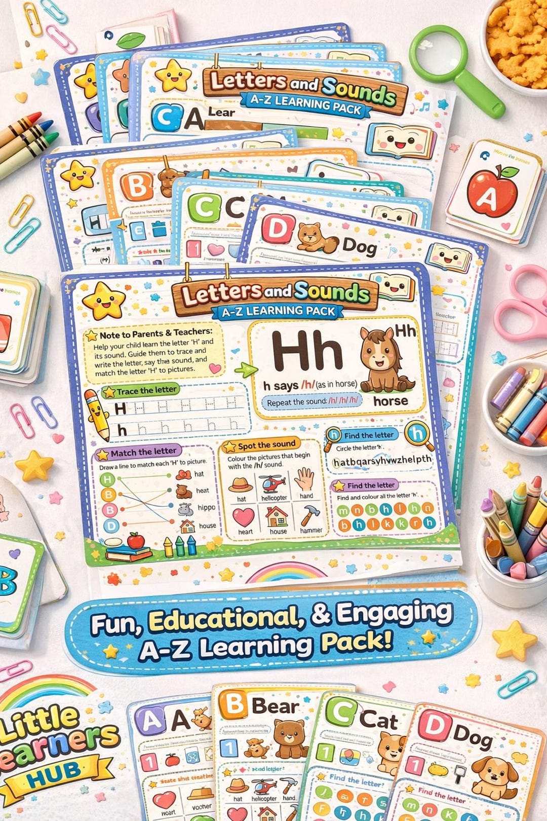 Preschool Alphabet Worksheets Printable A to Z Phonics Learning Pack ...