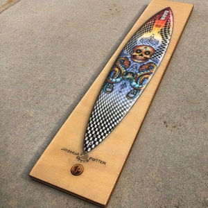 Big Wave Surfboard Art Print on Wood. - Etsy