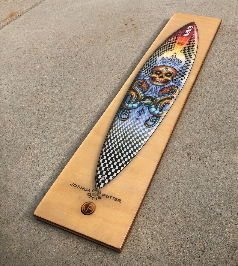 Big Wave Surfboard Art Print on Wood. - Etsy