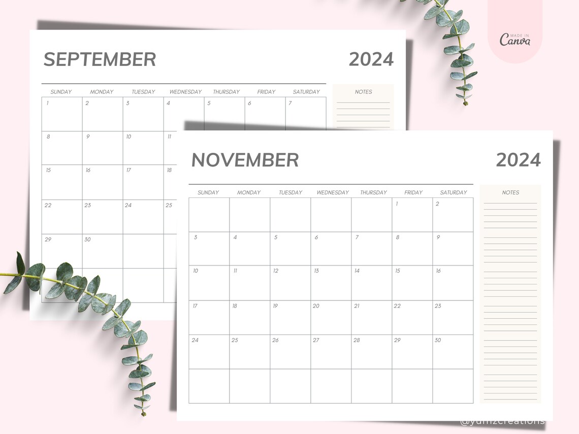 2024 Monthly Planner Calendar Canva Canva Templates Editable - Etsy