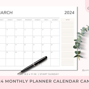 2024 Monthly Planner Calendar Canva Canva Templates Editable - Etsy